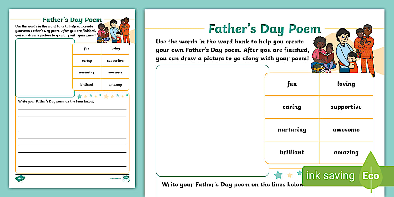 Fathers Day Poem Writing Template (teacher made) - Twinkl