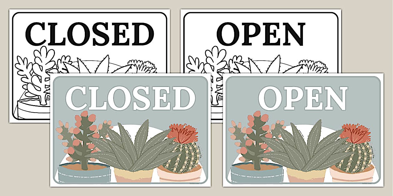 Succulents Open and Closed Display Posters (Teacher-Made)