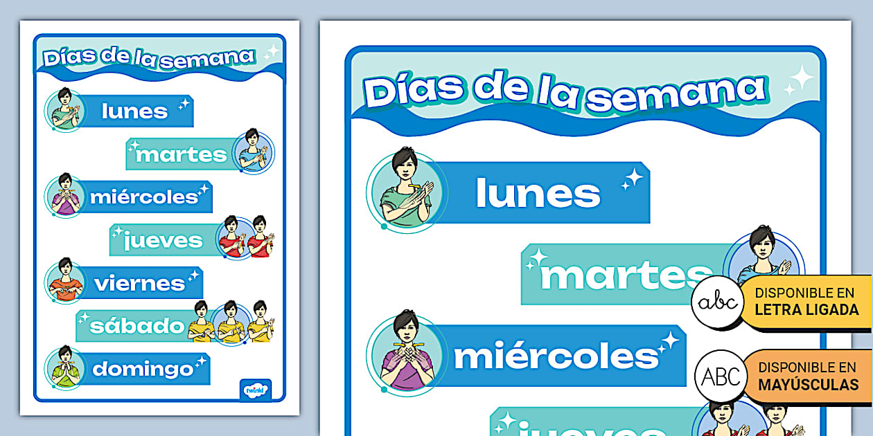 Carteles para asamblea: Días de la semana - Espacio