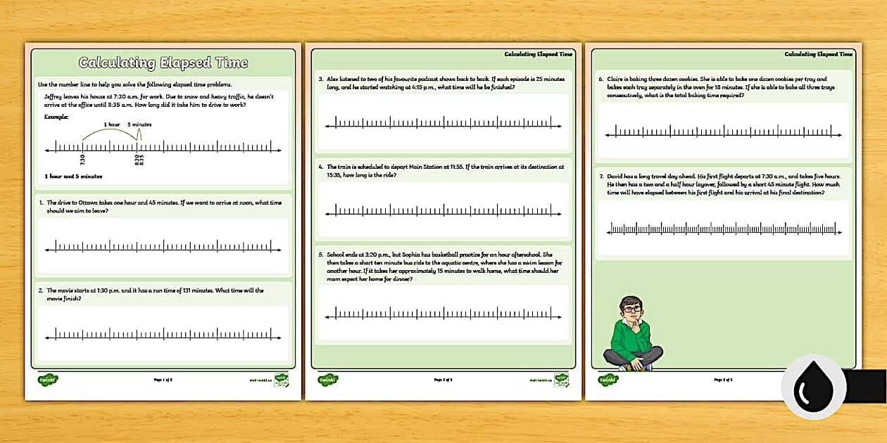 Calculating Elapsed Time Worksheet | Twinkl CA - Twinkl