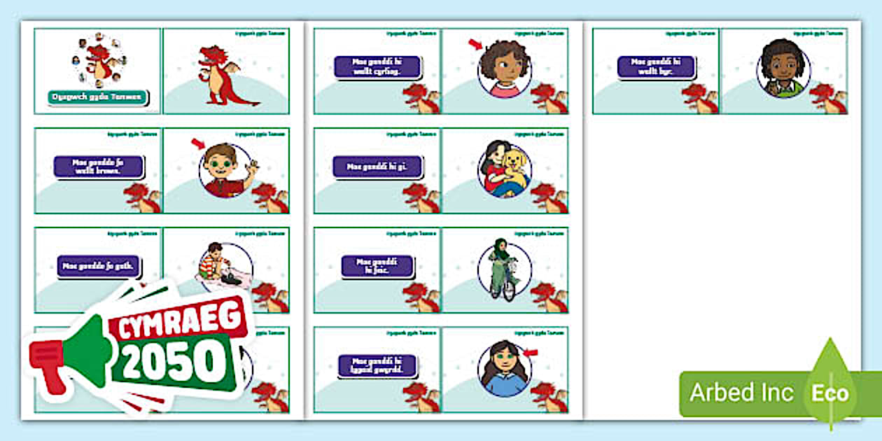 Learn Welsh: Cardiau Lanyard Mae Ganddo Fo Mae Ganddi Hi Lanyard Cards