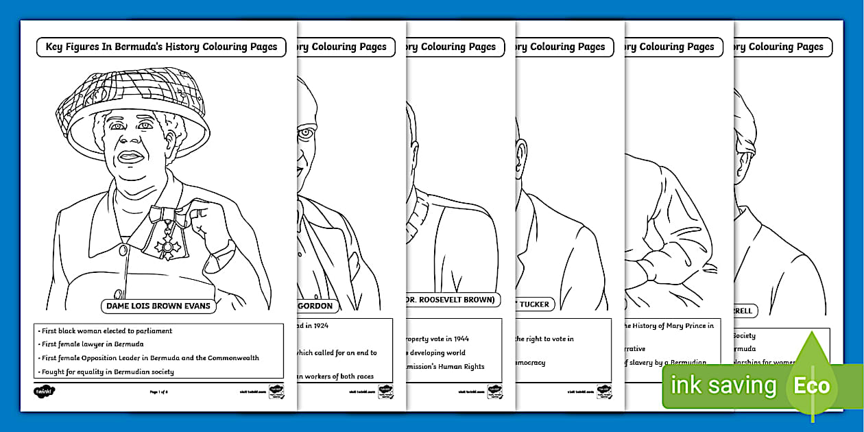 Key Figures In Bermuda's History Colouring Pages