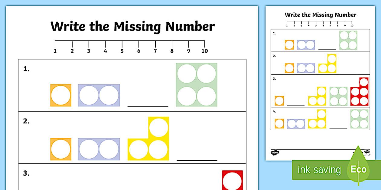 Editable Algebra Write the Missing Numbers Worksheet