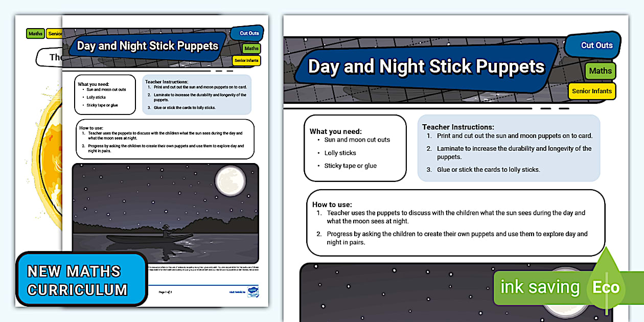 Day and Night Puppets (Teacher-Made) - Twinkl