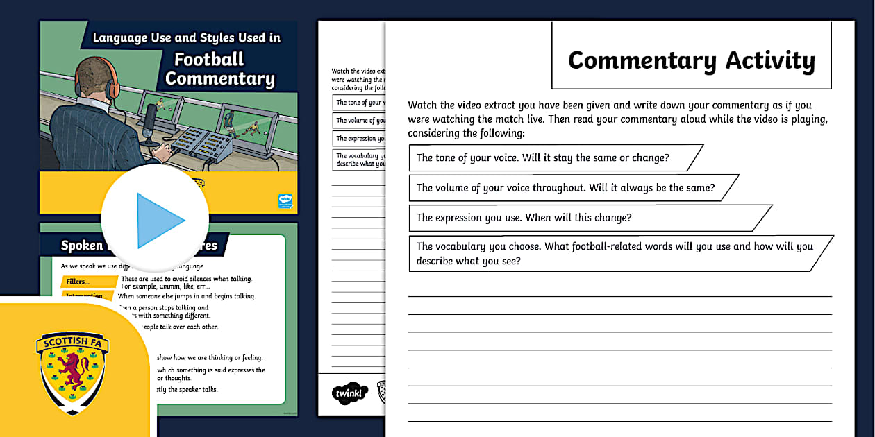 FREE! - SFA Football Commentary Literacy Activity for Second Level