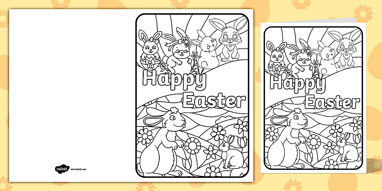 Rabbit Easter Colouring Card (teacher made) - Twinkl