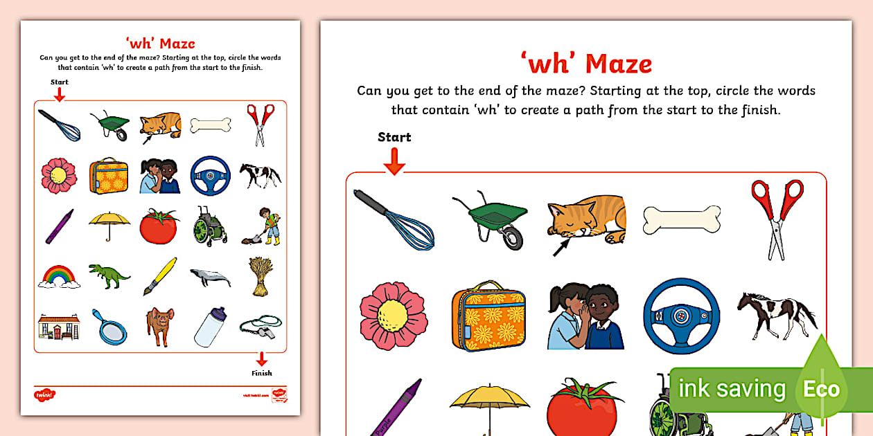 'wh' Phonics Maze (teacher made) - Twinkl