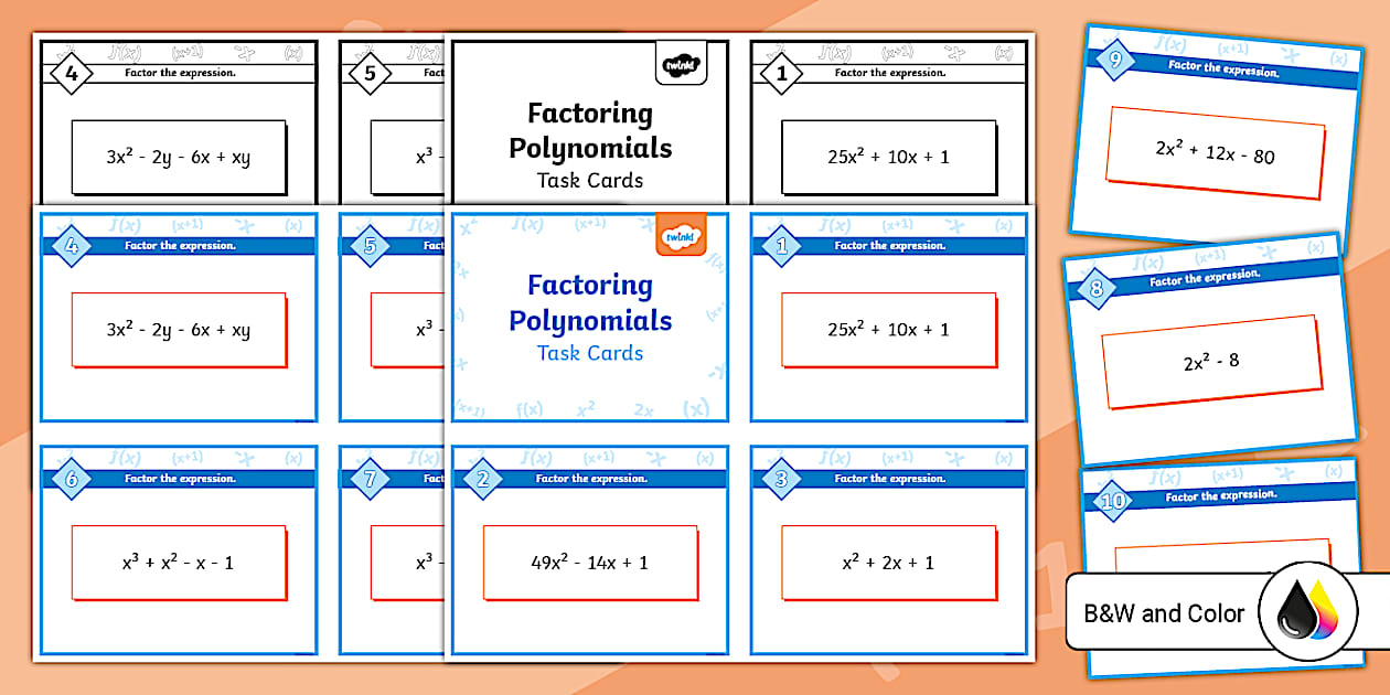 Algebra I: Factoring Polynomials Task Cards (Teacher-Made)