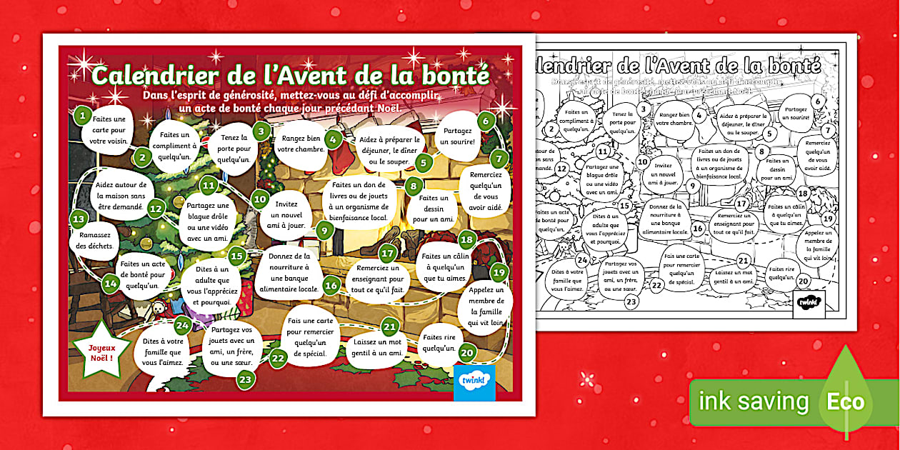 Kindness Advent Calendar Intermediate French (teacher made)