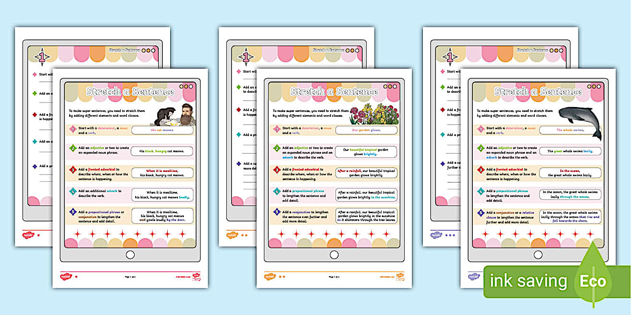 UKS2 Stretch a Super Sentence Activity Sheets (teacher made)