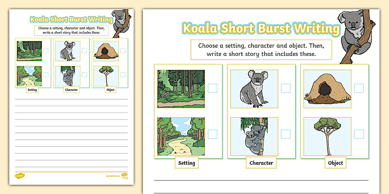Koala Short Burst Writing Template (Teacher-Made) - Twinkl
