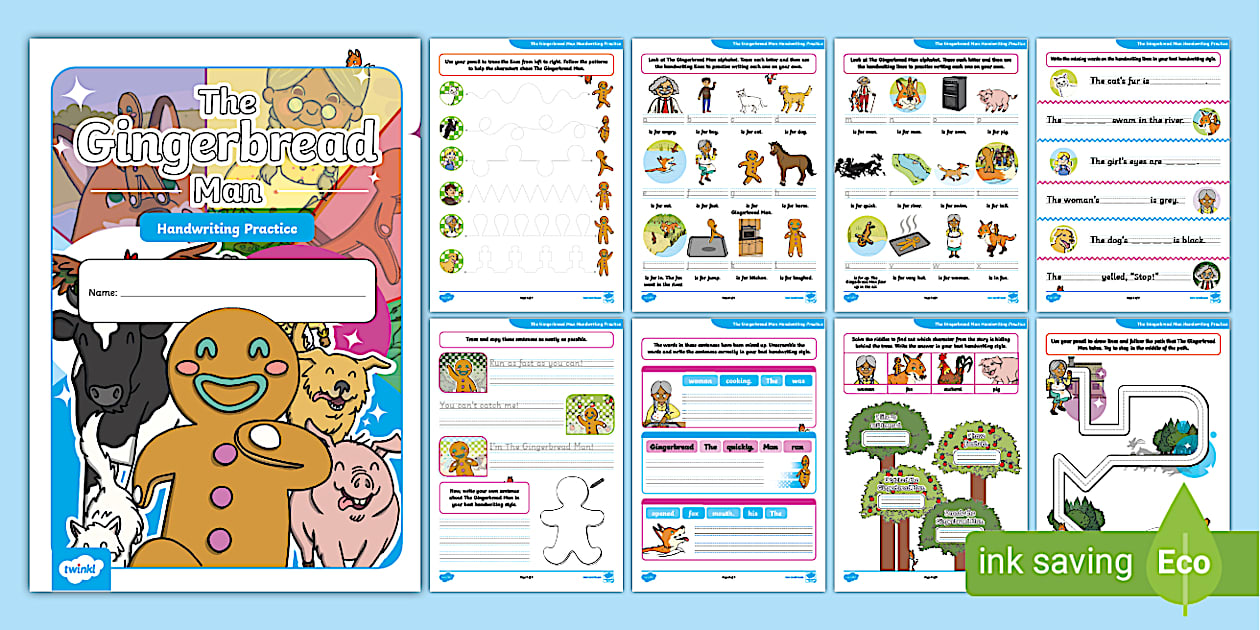 EYFS/KS1 The Gingerbread Man Handwriting Activity Booklet