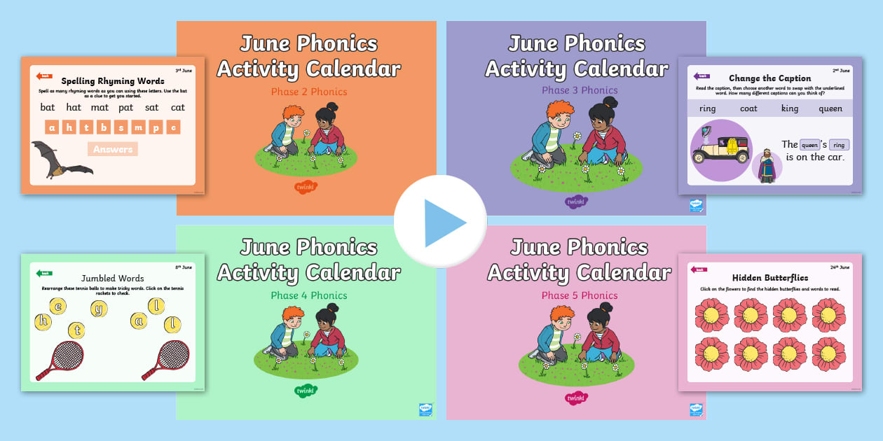 June Phonics Activity Calendar PowerPoint Pack - Twinkl
