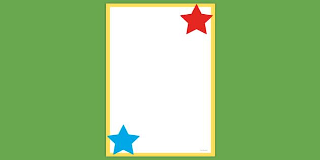 Simple Blank Red and Blue Stars Page Border | Page Borders