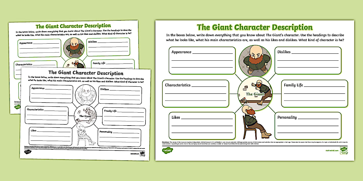 The Giant Character Description Mind Map - Twinkl