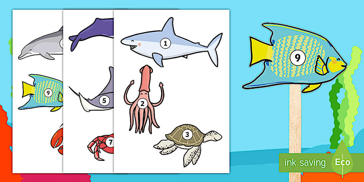 The Little Fish 1-10 Stick Puppets - The Little Fish Stick Puppets