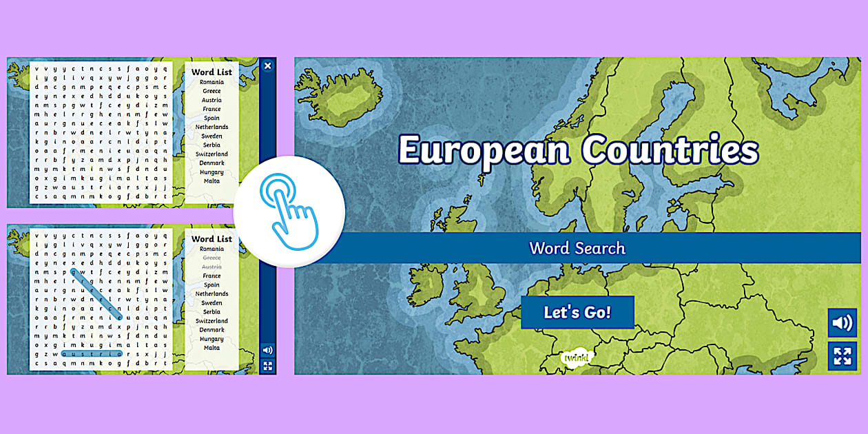 Interactive European Countries Word Search | Twinkl Go!