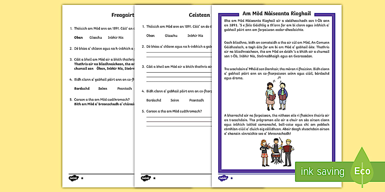Middle Ability Tuigse Leughaidh - Am Mòd Nàiseanta Rìoghail