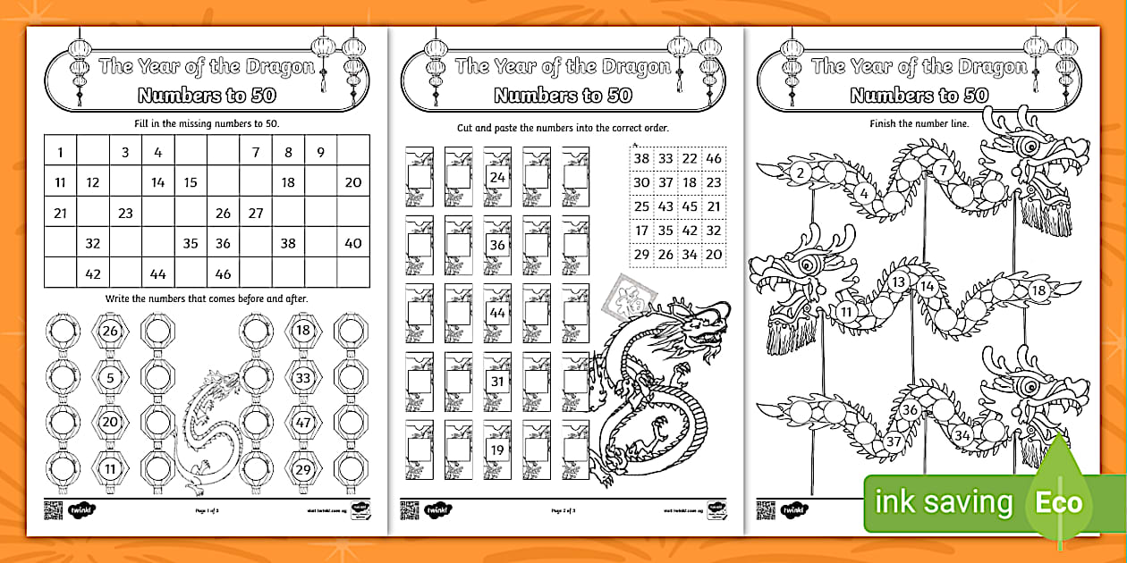 *The Year of the Dragon - Numbers to 50* (teacher made)