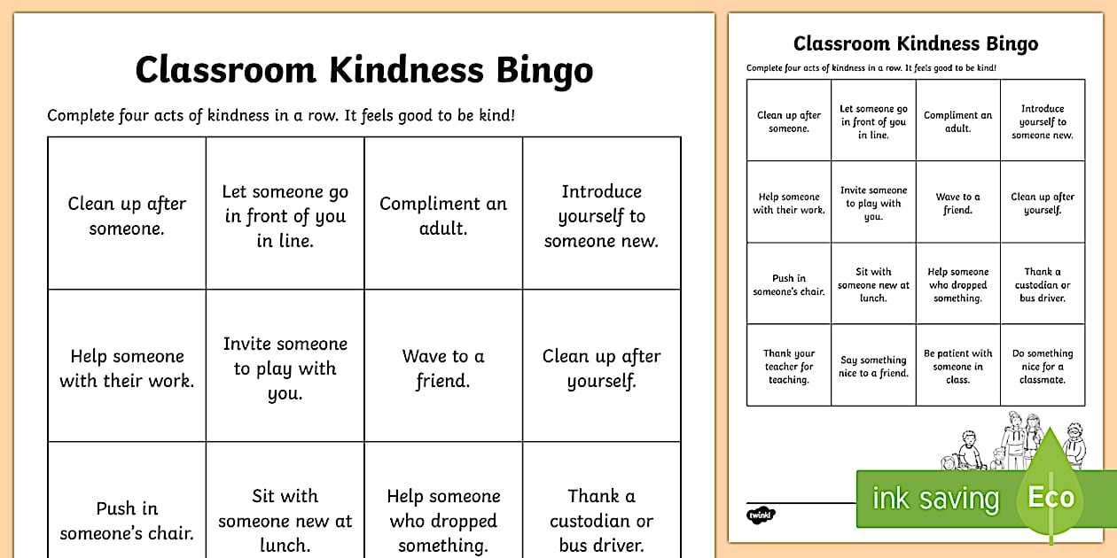 Classroom Kindness Bingo | 5th Grade | Kindness Day | Twinkl