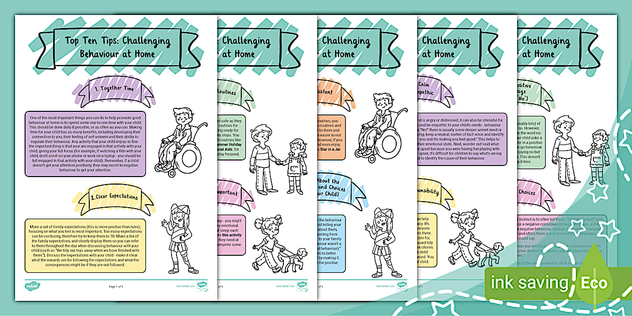 Top Ten Tips: Challenging Behaviour at Home (teacher made)