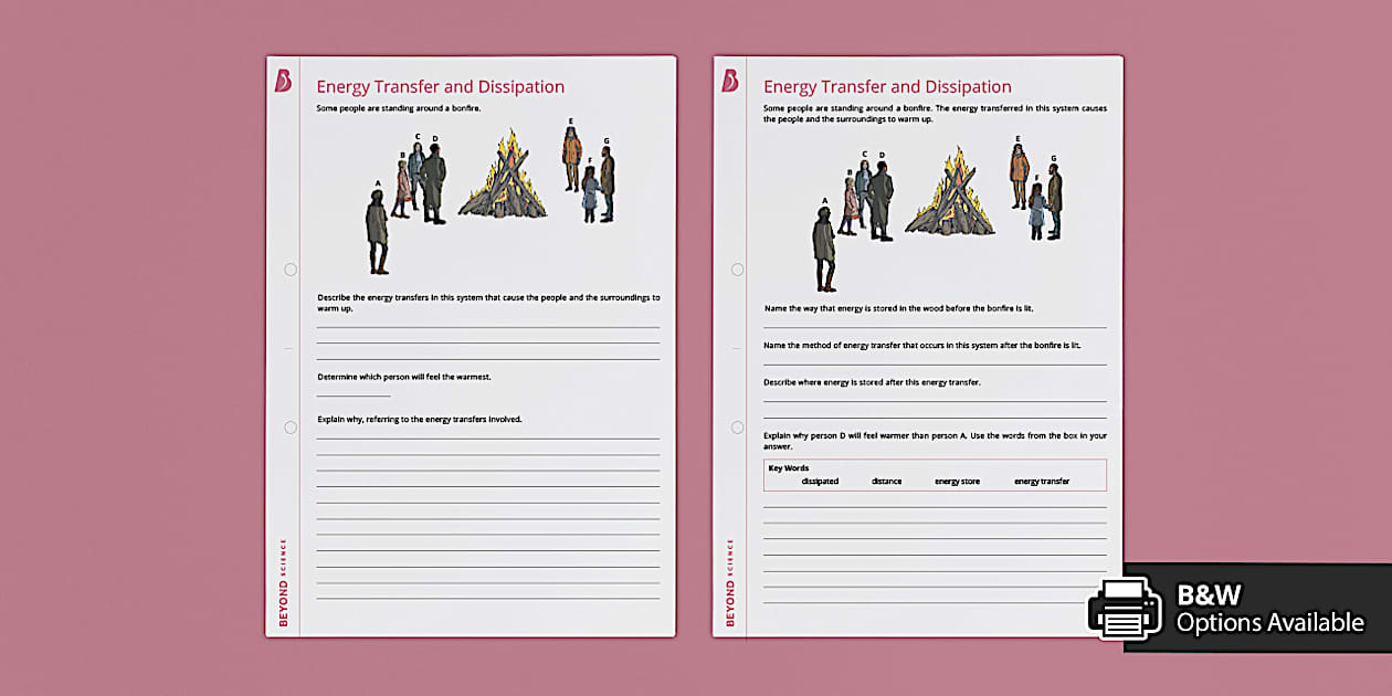 Energy Transfer and Dissipation Worksheet | Science | Beyond