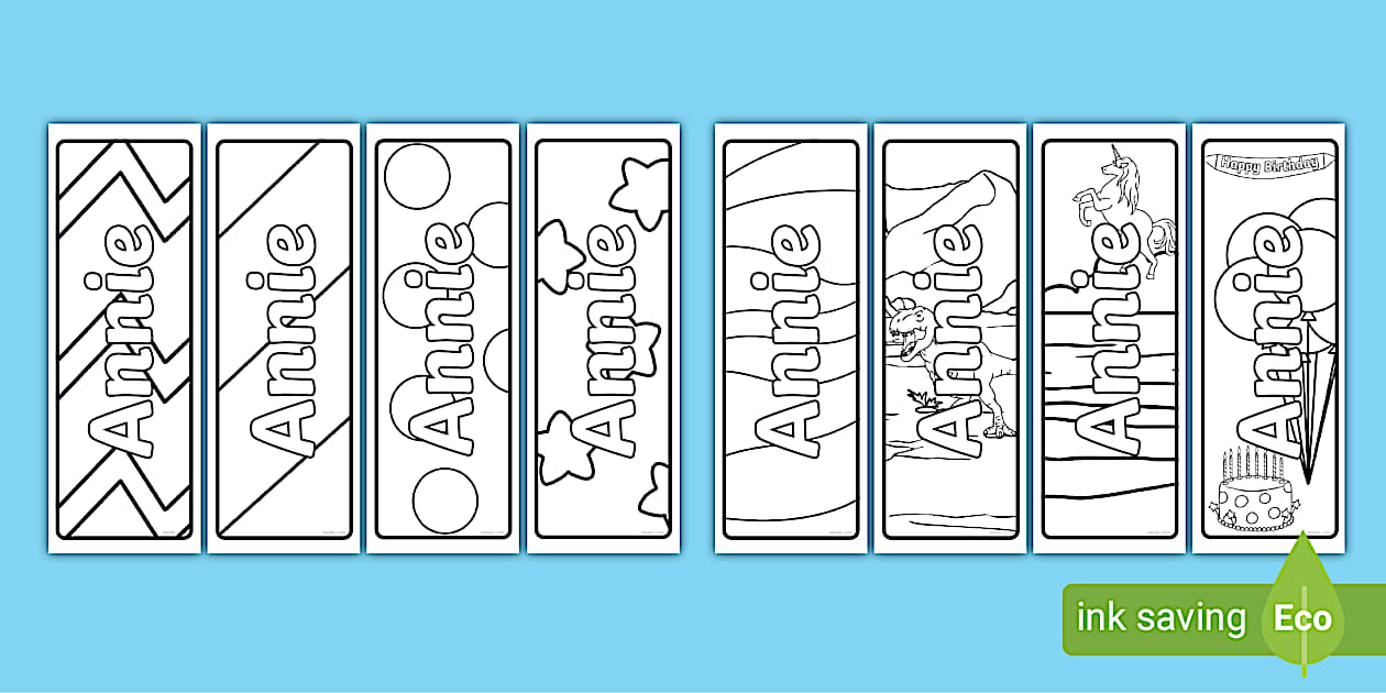 Annie Name Simple Colouring Bookmarks (teacher made)