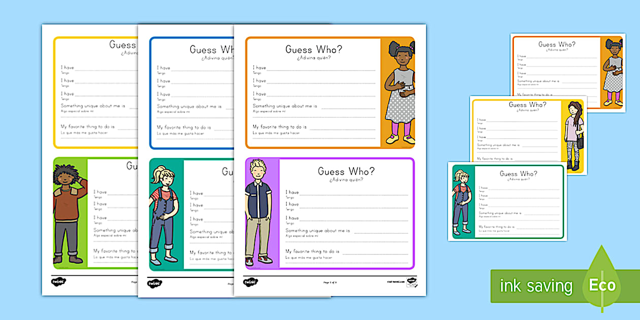 Transition Guess Who Activity English/Spanish - Transition Guess Who ...