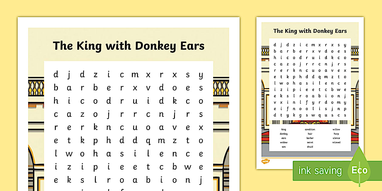The King with Donkey's Ears Word Search - Twinkl