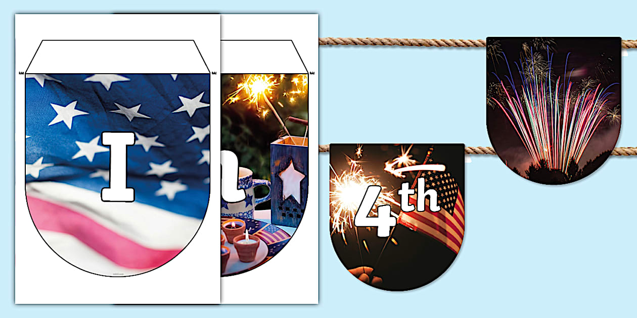 4th July Independence Day Display Bunting (professor feito)