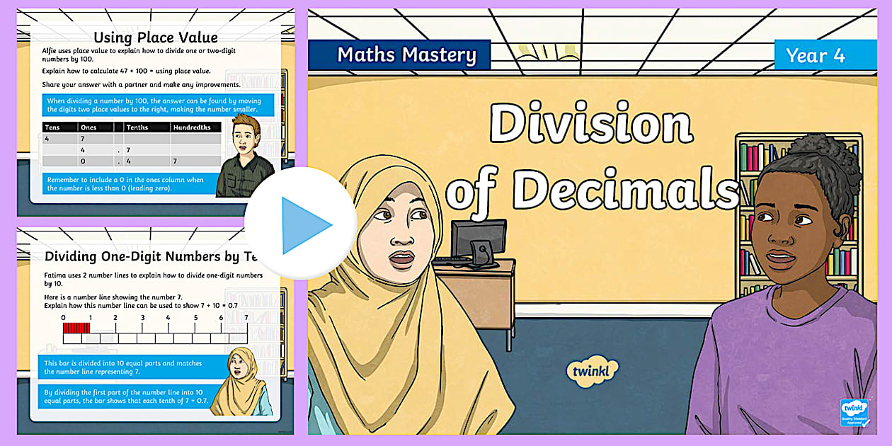 Year 4 Division of Decimals Maths Mastery PowerPoint