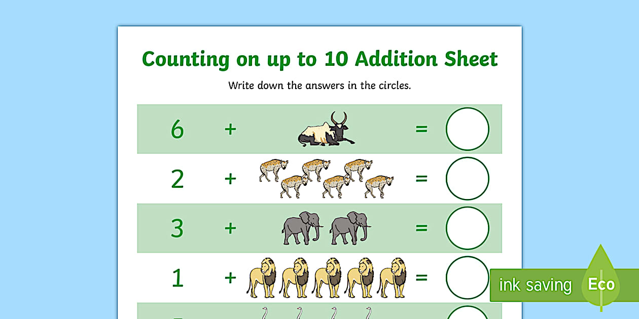 Safari Themed Counting on up to 10 Worksheet / Worksheet