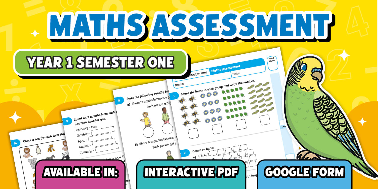Year 1 Semester One Maths Assessment Digital Form
