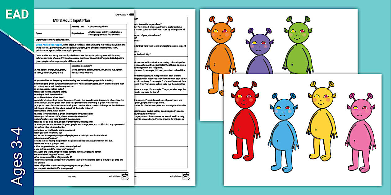 EYFS Colour Mixing Aliens Adult Input Plan and Resource Pack