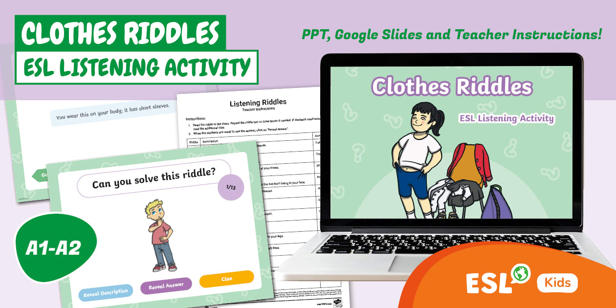 ESL Listening Riddles: Clothes Game