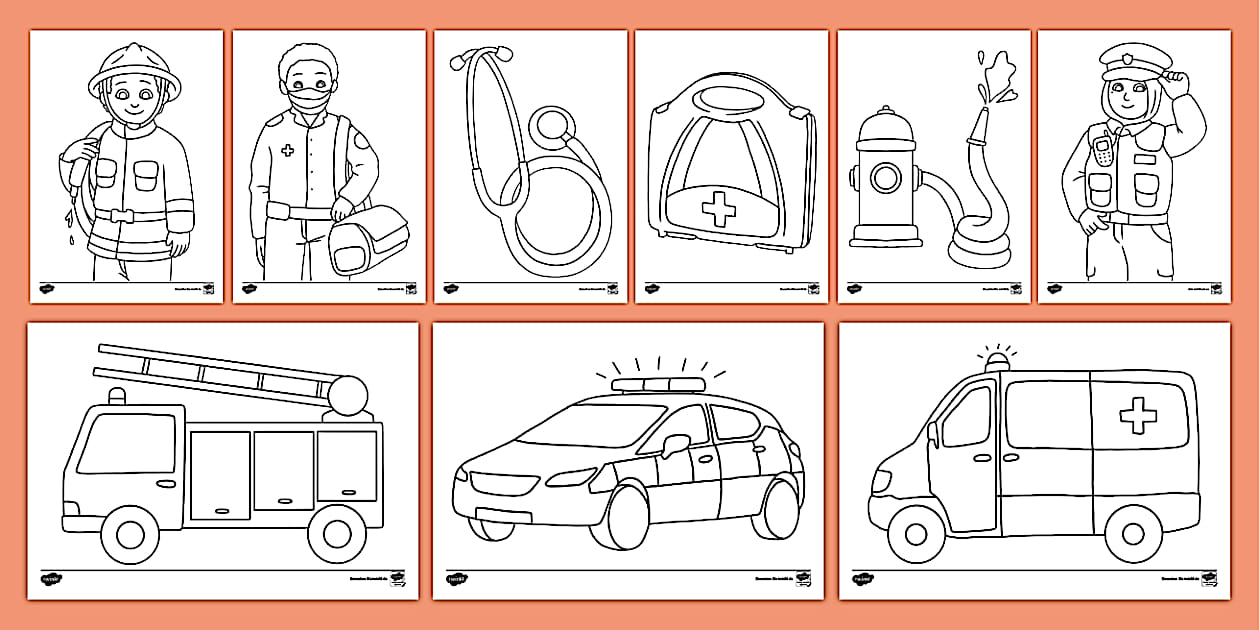 * NEW * My First Emergency Services Colouring Pack - Twinkl