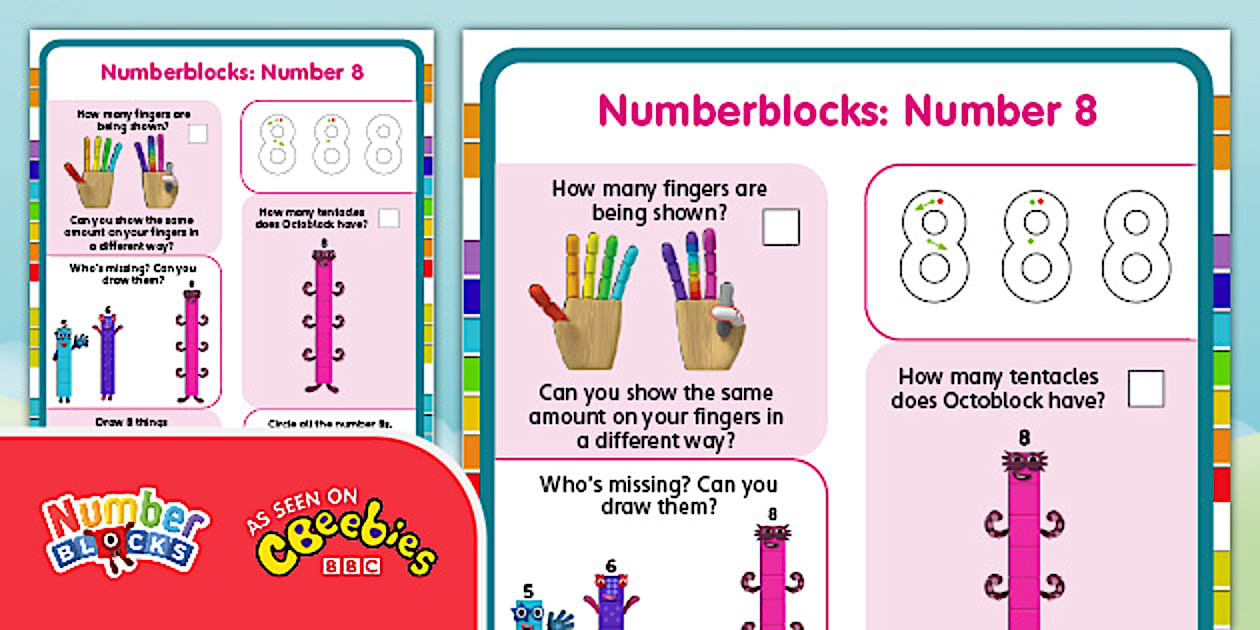 👉 Numberblocks: Number Eight He Is Octoblock Activity Sheet