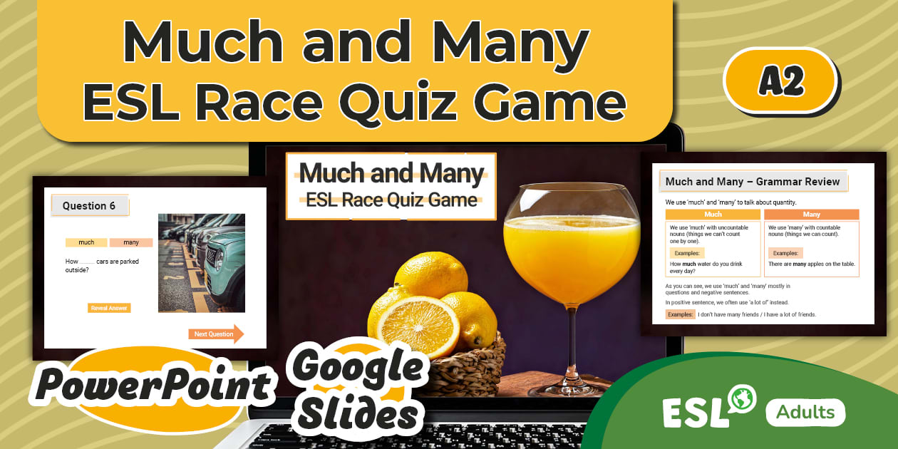 ESL Much and Many Race Game [Adults, A2]