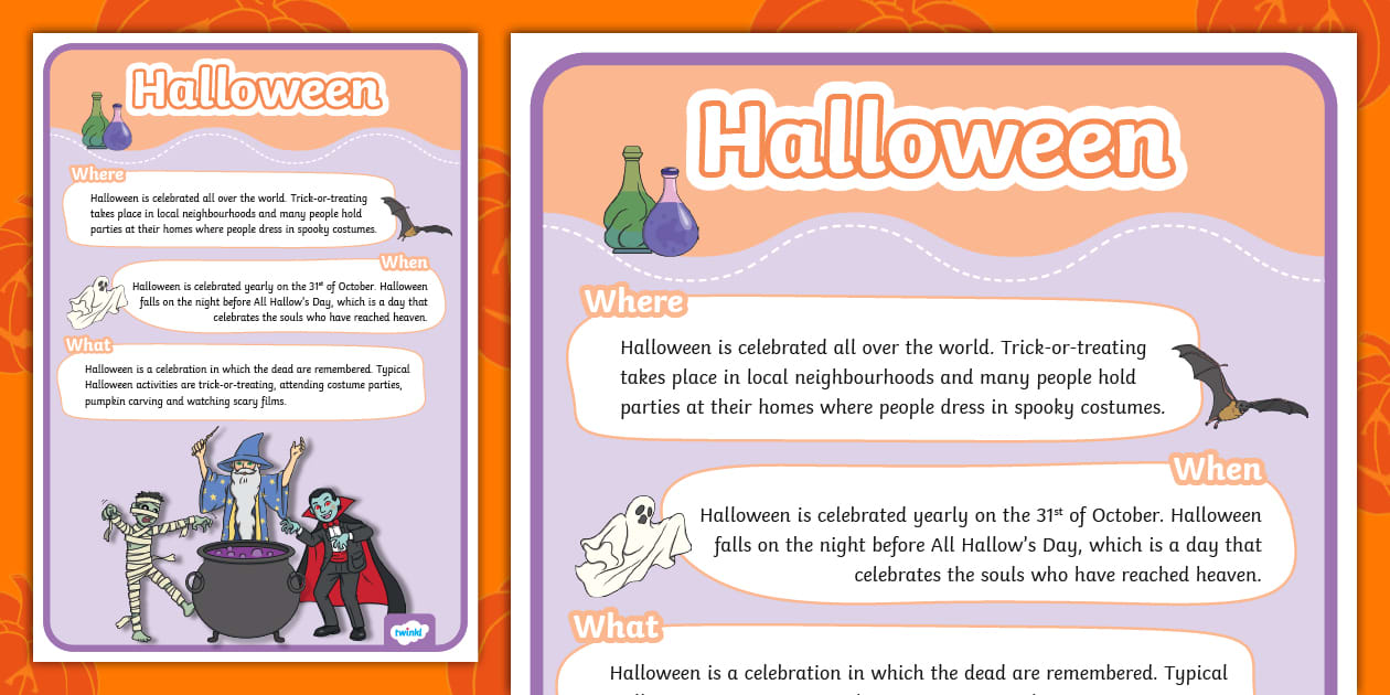 Halloween Where When What Poster (teacher made) - Twinkl
