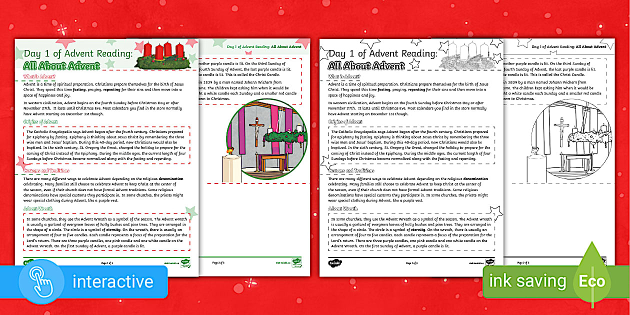 Day 1 of Advent Reading: All About Advent - Grades 4-6