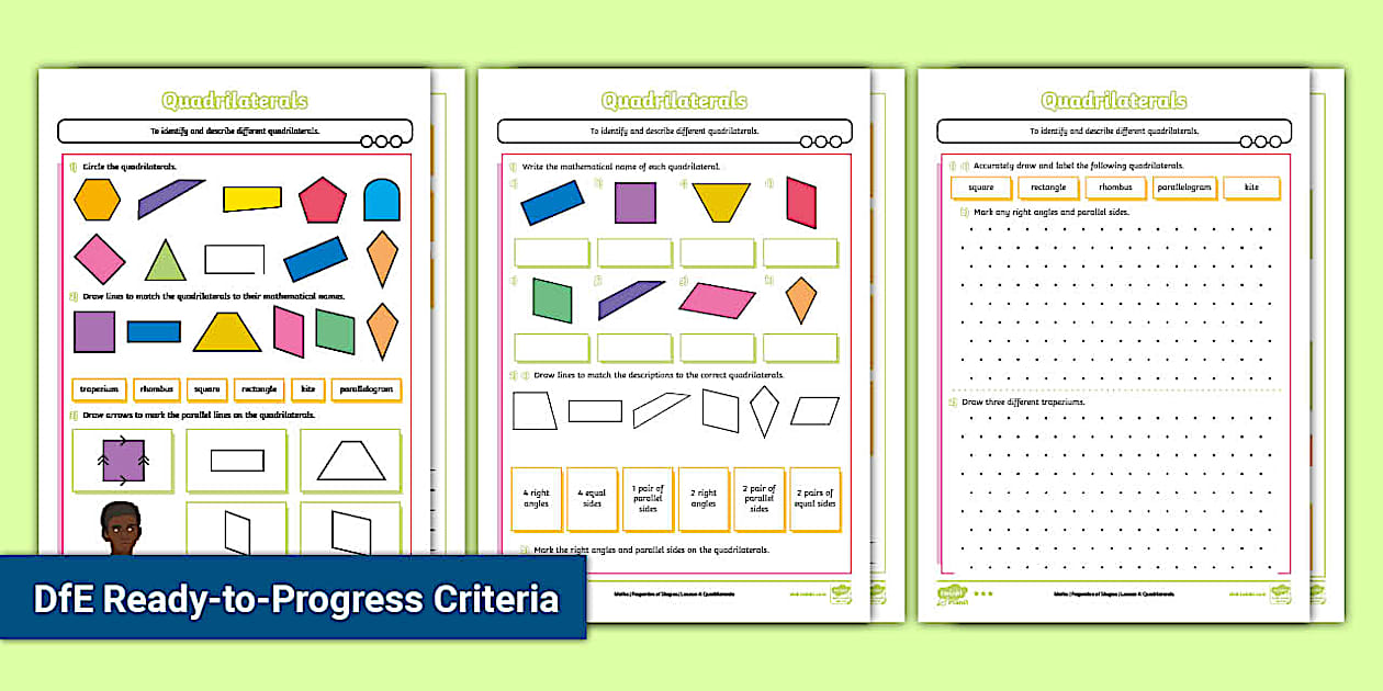 👉 Quadrilaterals Differentiated Maths Worksheets - Twinkl