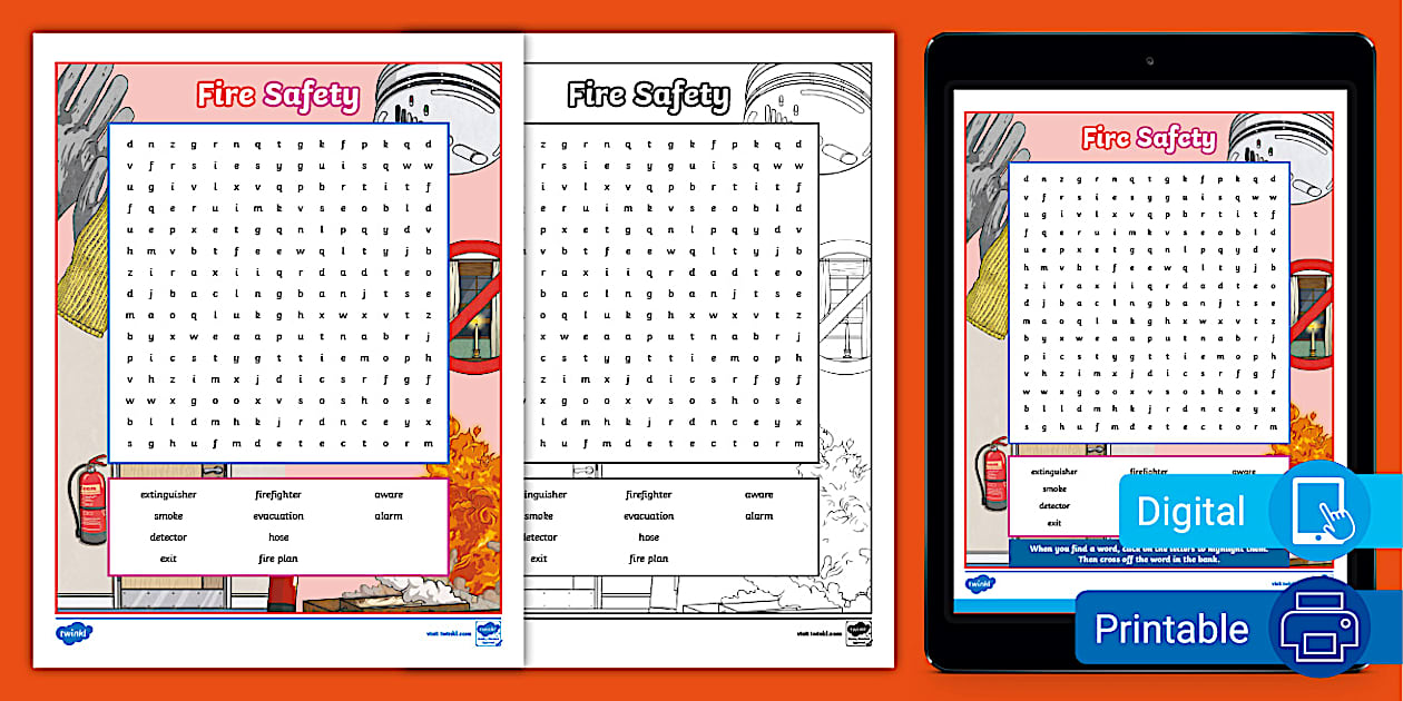 Fire Safety Word Search | 5th Grade Resource | Twinkl USA