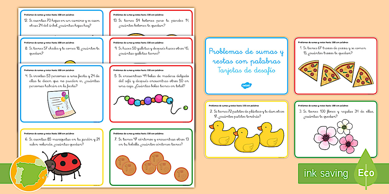 Editable Tarjetas de desafío de matemáticas: Problemas de sumas y ...