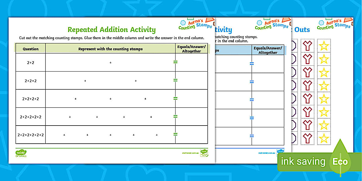 Aarna's Counting Stamps - Repeated Addition Activity