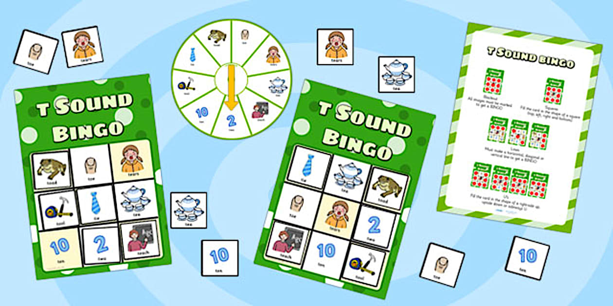 t Sound Bingo Game with Spinner (teacher made) - Twinkl