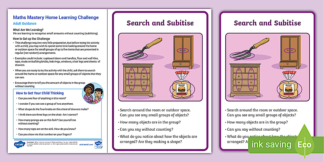 👉 EYFS Maths Subitising Home Learning: Search and Subitise