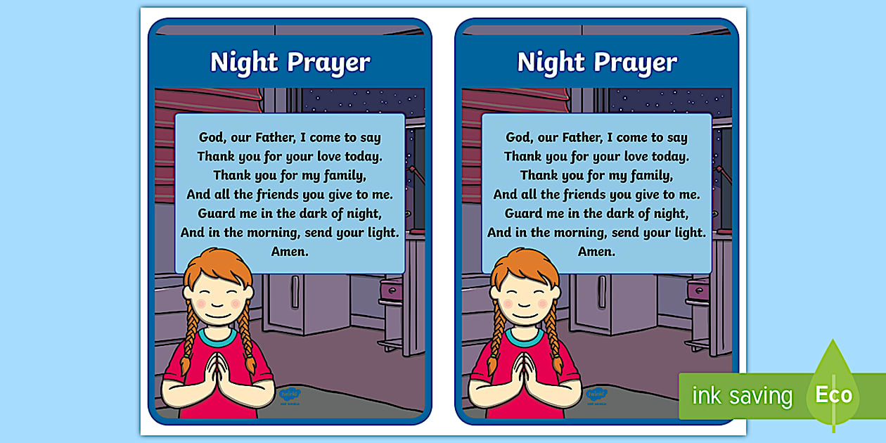 Black and White Night Prayer (Junior) Print-Out - Twinkl