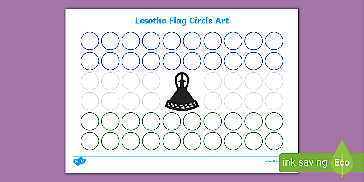 Lesotho Flag Circle Art Worksheet (teacher made) - Twinkl