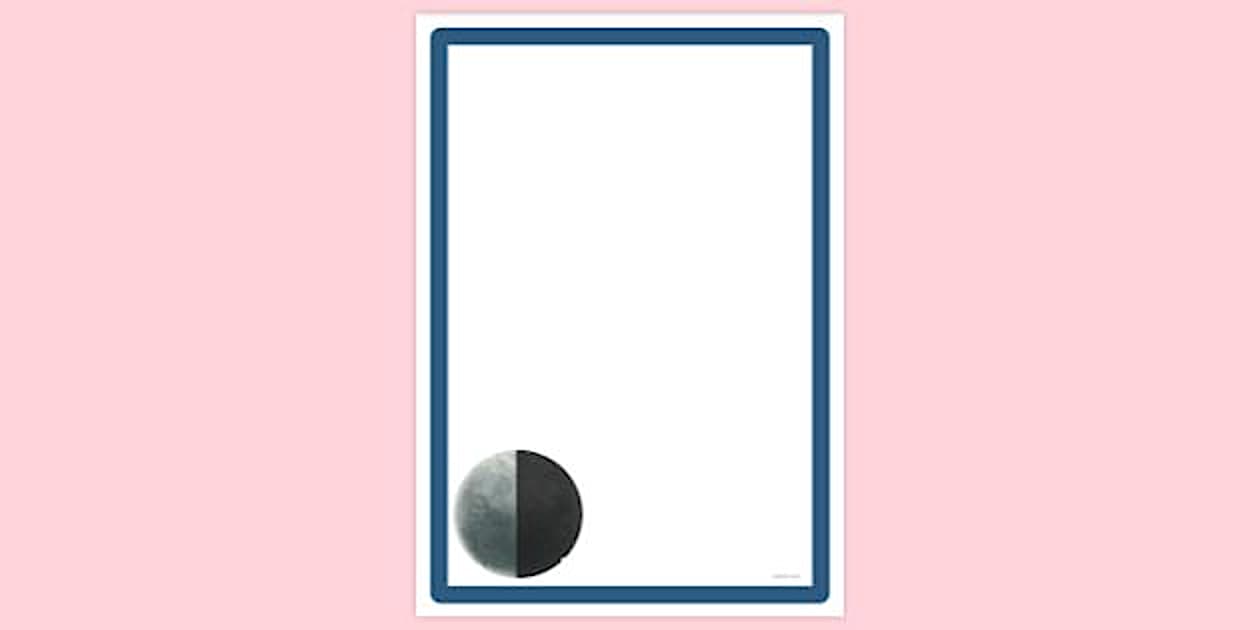 Simple Blank Last Quarter Moon Page Border | Page Borders