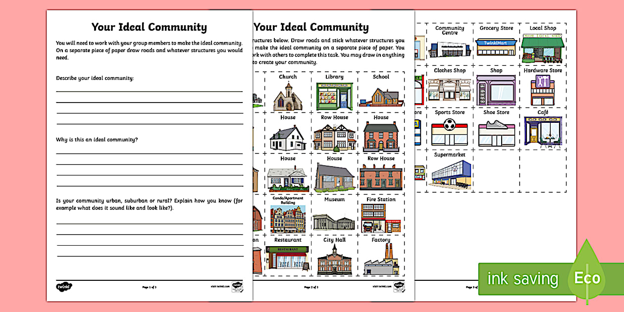 Your Ideal Community Differentiated Worksheets - Twinkl